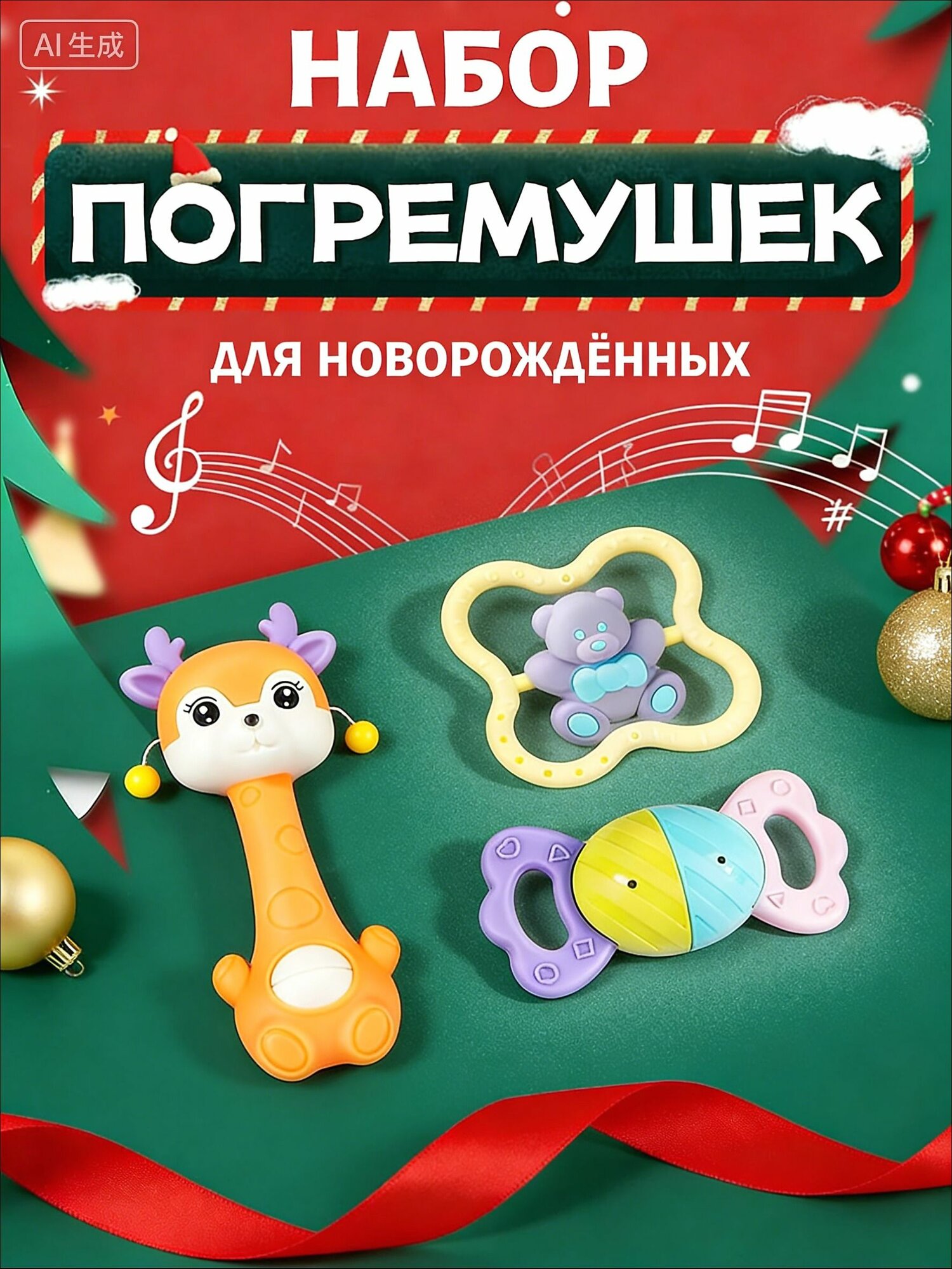 3 шт набор погремушек для новорожденных 0+ яркие и безопасные игрушки для малышей от рождения