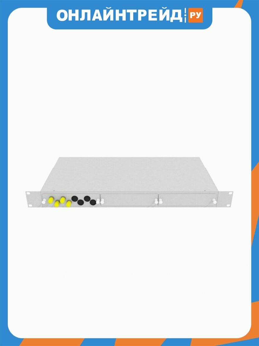 Кросс оптический Toplan , стоечный 19", 4 ST/UPC адаптера, MM, 1U, серый, укомплектованный (КРС-Top-1U-04ST/U-OM2-GY)