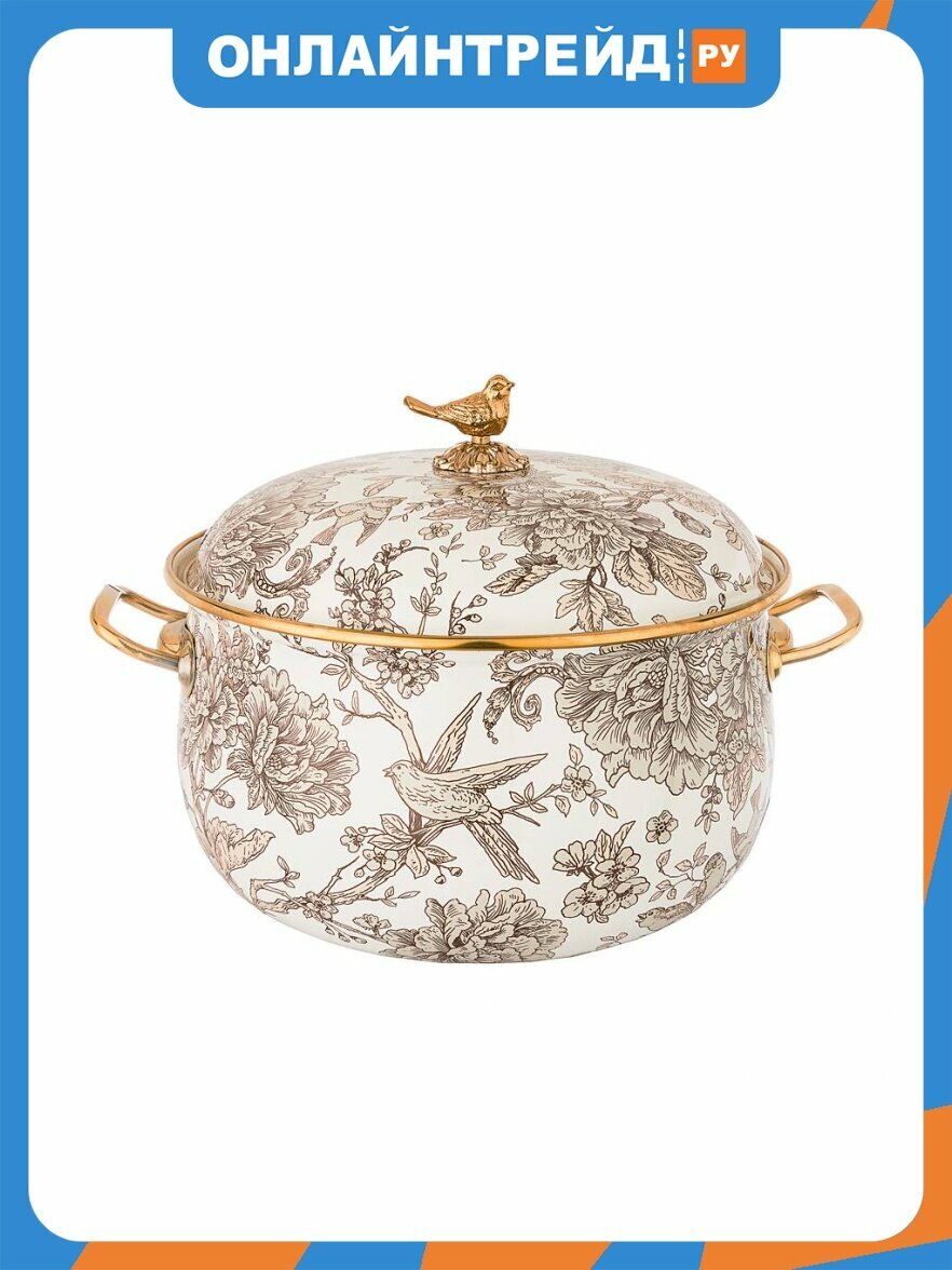 Кастрюля Agness эмалированная с крышкой, серия "Royal Garden" 3,8л, диа.20см (950-083)