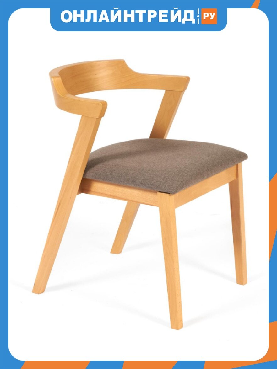 Стул обеденный Tetchair мягкое сидение VERSA (Верса) каркас бук, сиденье ткань, 54,5*56*74см, Натуральный + Коричневый (2шт/уп)