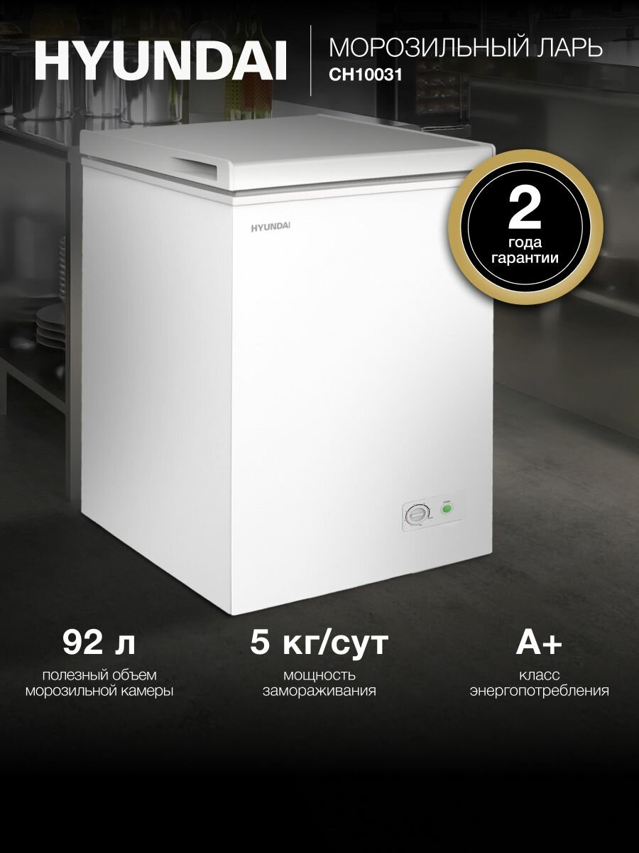 Морозильный ларь Hyundai CH10031 белый 70Вт