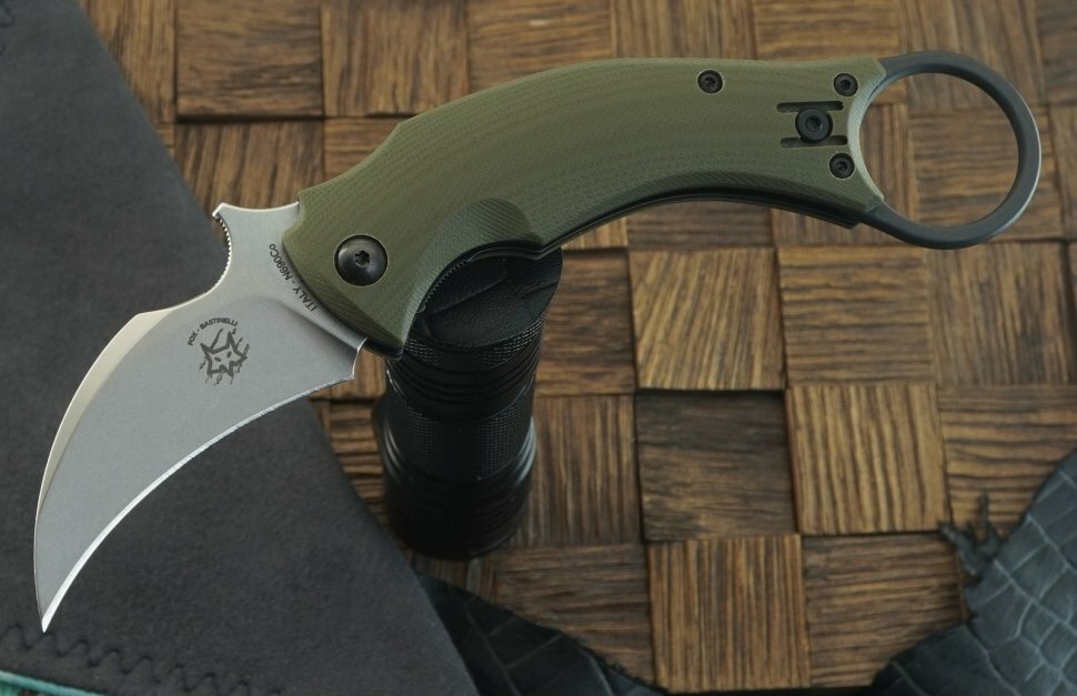 Складной нож FOX Knives Black Bird, сталь N690, рукоять зеленый G-10