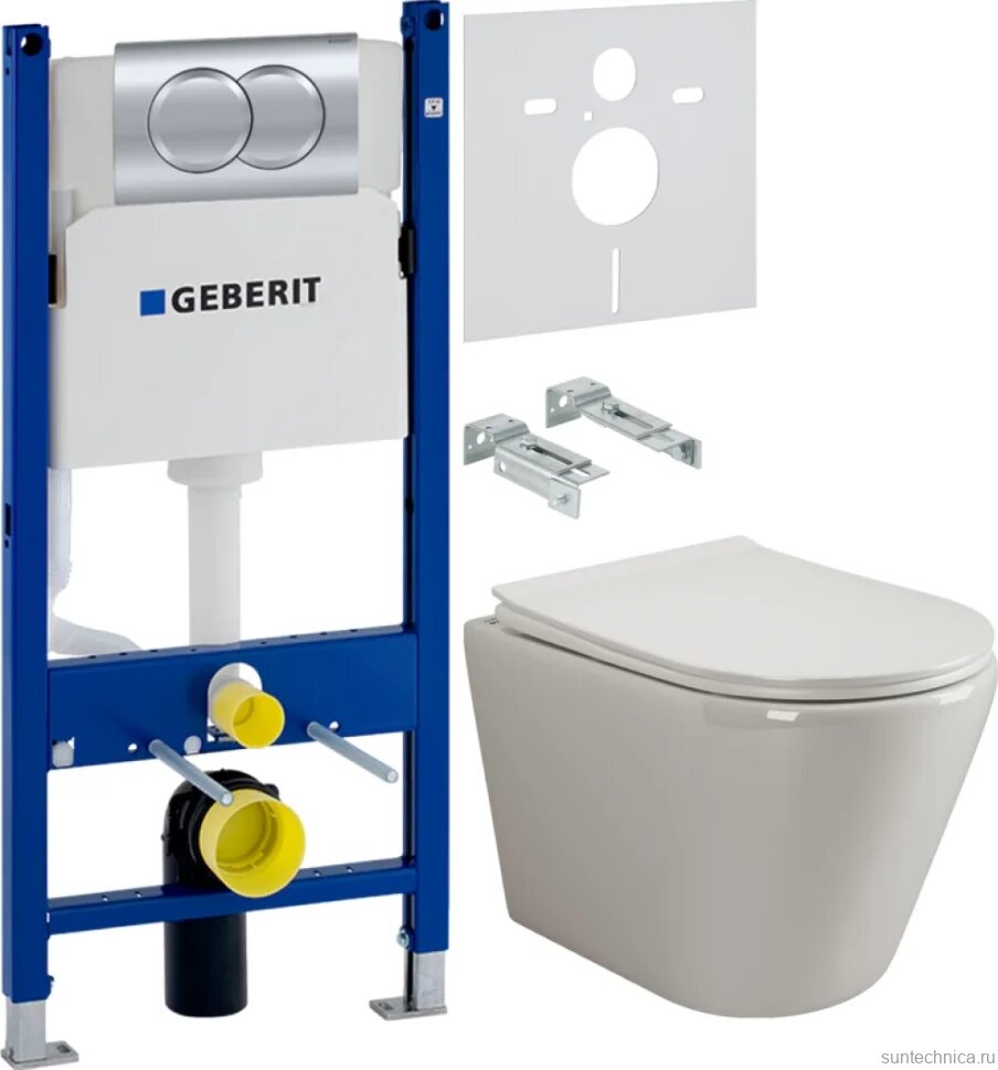 Комплект Унитаз подвесной Ceramicanova Highlight Rimless CN1804 с микролифтом, безободковый + Инсталляция Geberit Duofix Delta 458.149.21.1 с кнопкой смыва, хром + Звукоизоляция