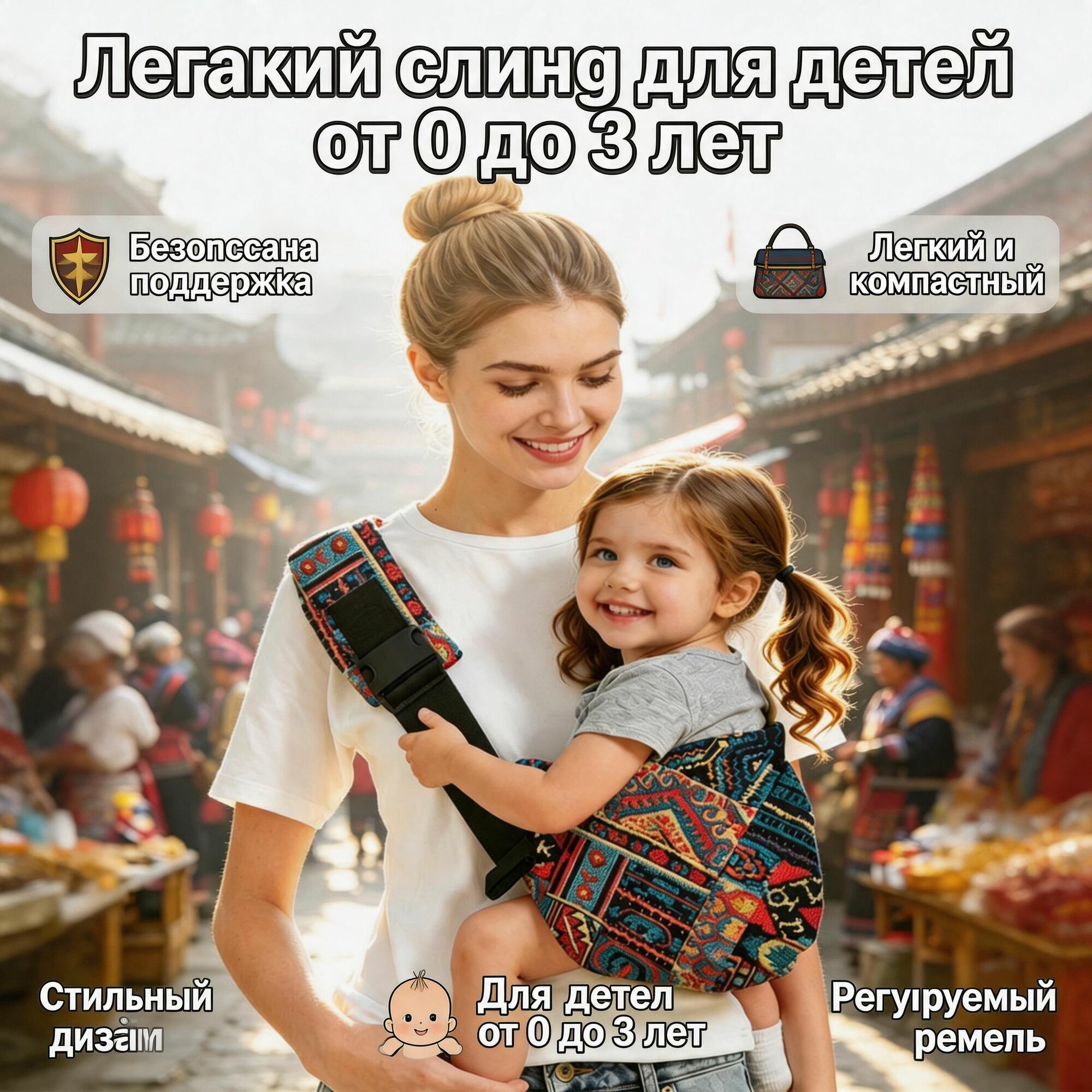 Рюкзак-типа "слинг" для новорожденных для прогулок и путешествий с малышом в поликлинику, магазин