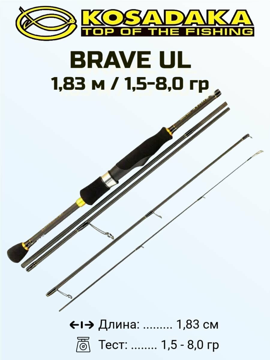 Спиннинг Kosadaka "BRAVE" 1,83м/1,5-8г, 5 секций
