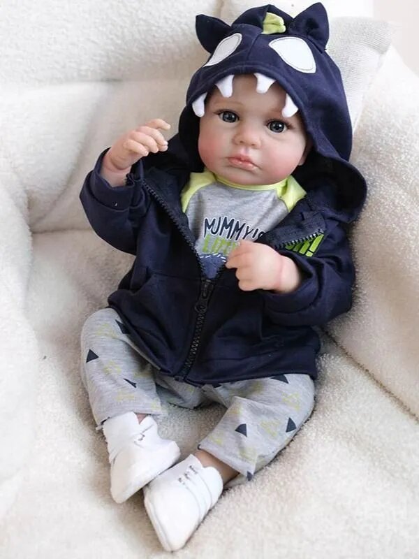 19 дюймов 48 см Новорожденный ребенок Reborn Boy Loulou Кукла Реборн, виниловый корпус