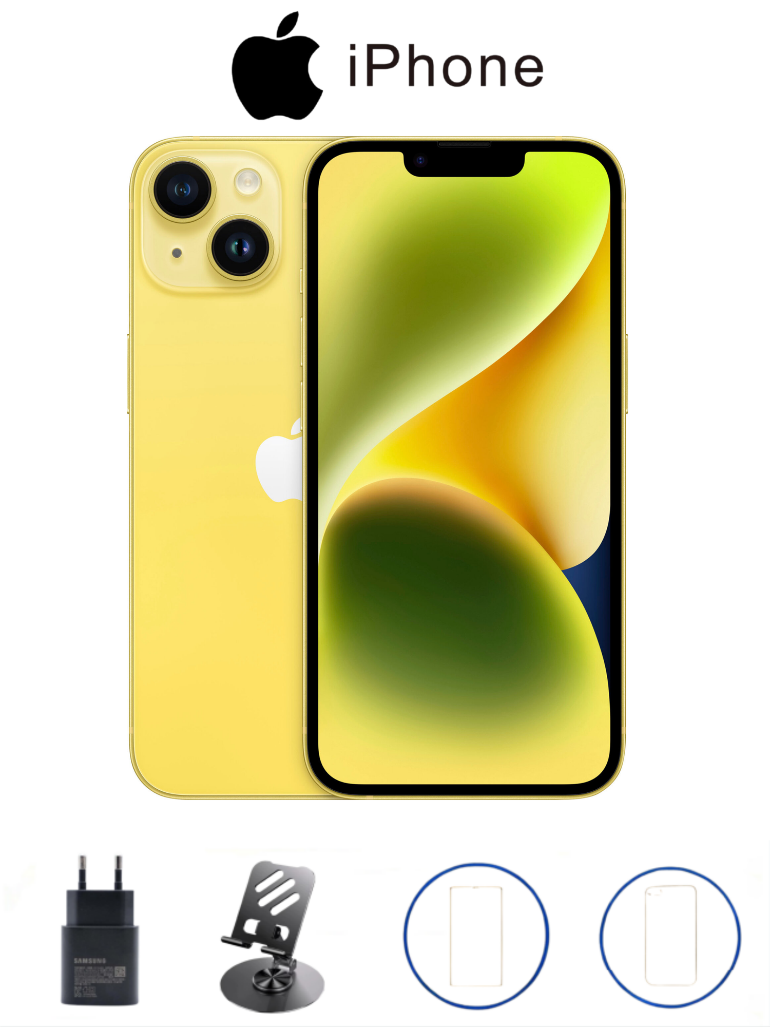 Смартфон Apple iPhone 14, 6.1", Apple A15, OLED, 6GB, 128GB, желтый
