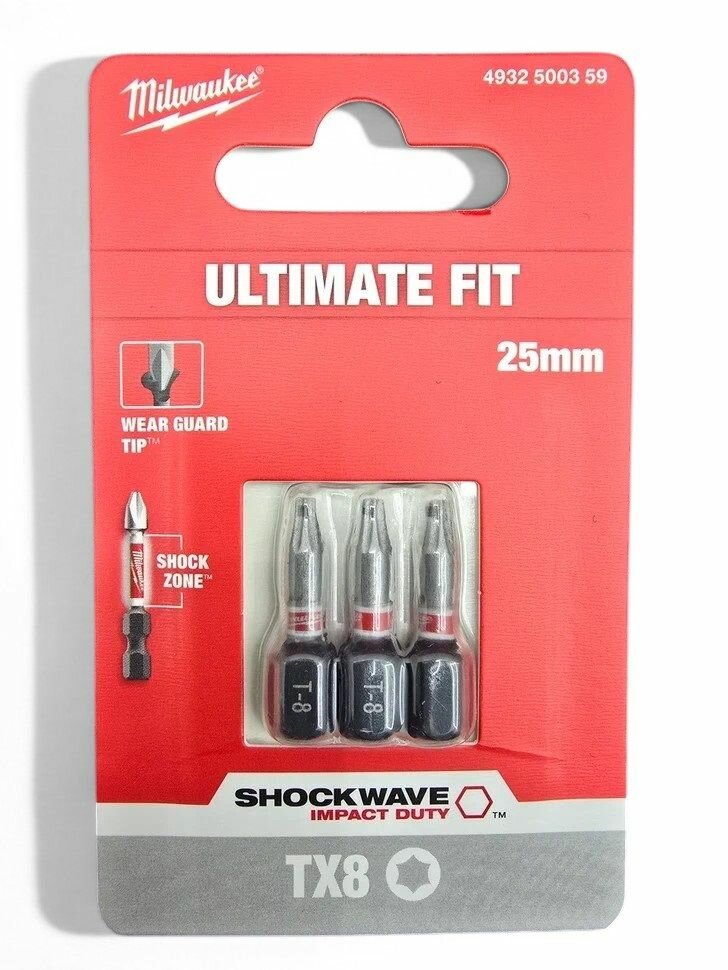 Набор бит SHOCKWAVE TX8 (25 мм, 3 шт.)