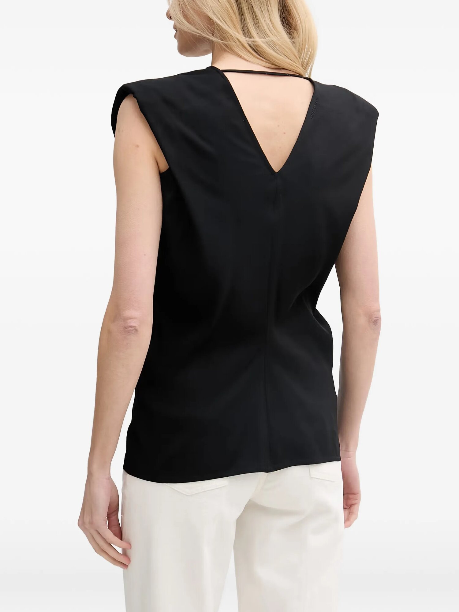 Топ TRUSSARDI Padded-shoulder V-neck top, размер 40 — фото 1