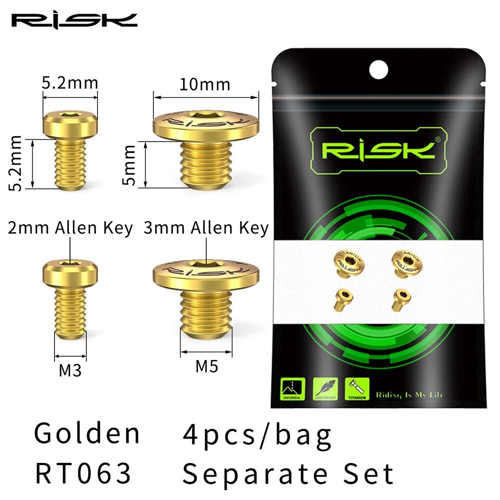 RISK Hydraulic Brake Reservoir Cover Fixing Bolts 4pcs Golden