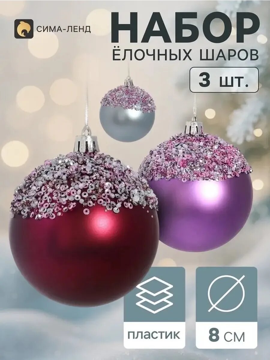 Блестящие ёлочные шары для праздничного декора