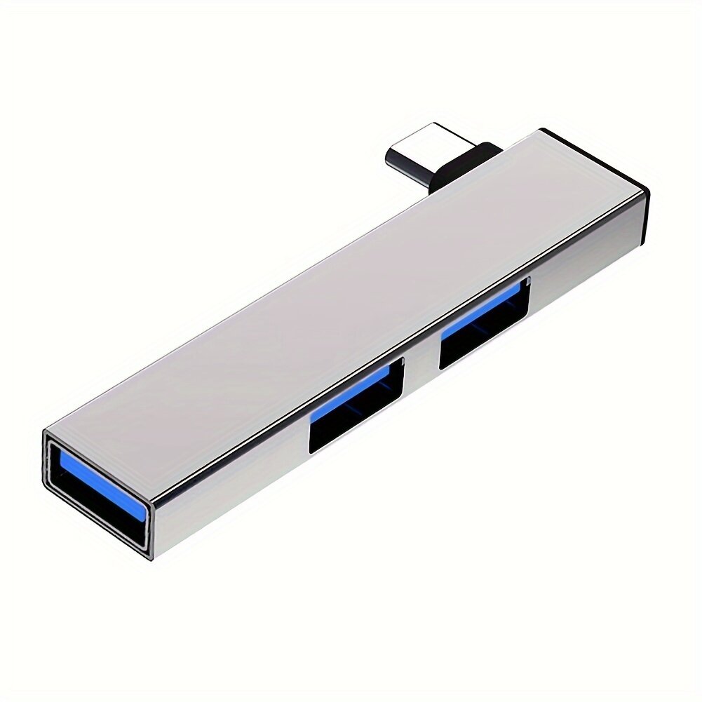 USB-хаб Type-C 3 порта USB 3.0 5 Гбит/с разветвитель OTG-адаптер для ПК и ноутбука серебристый
