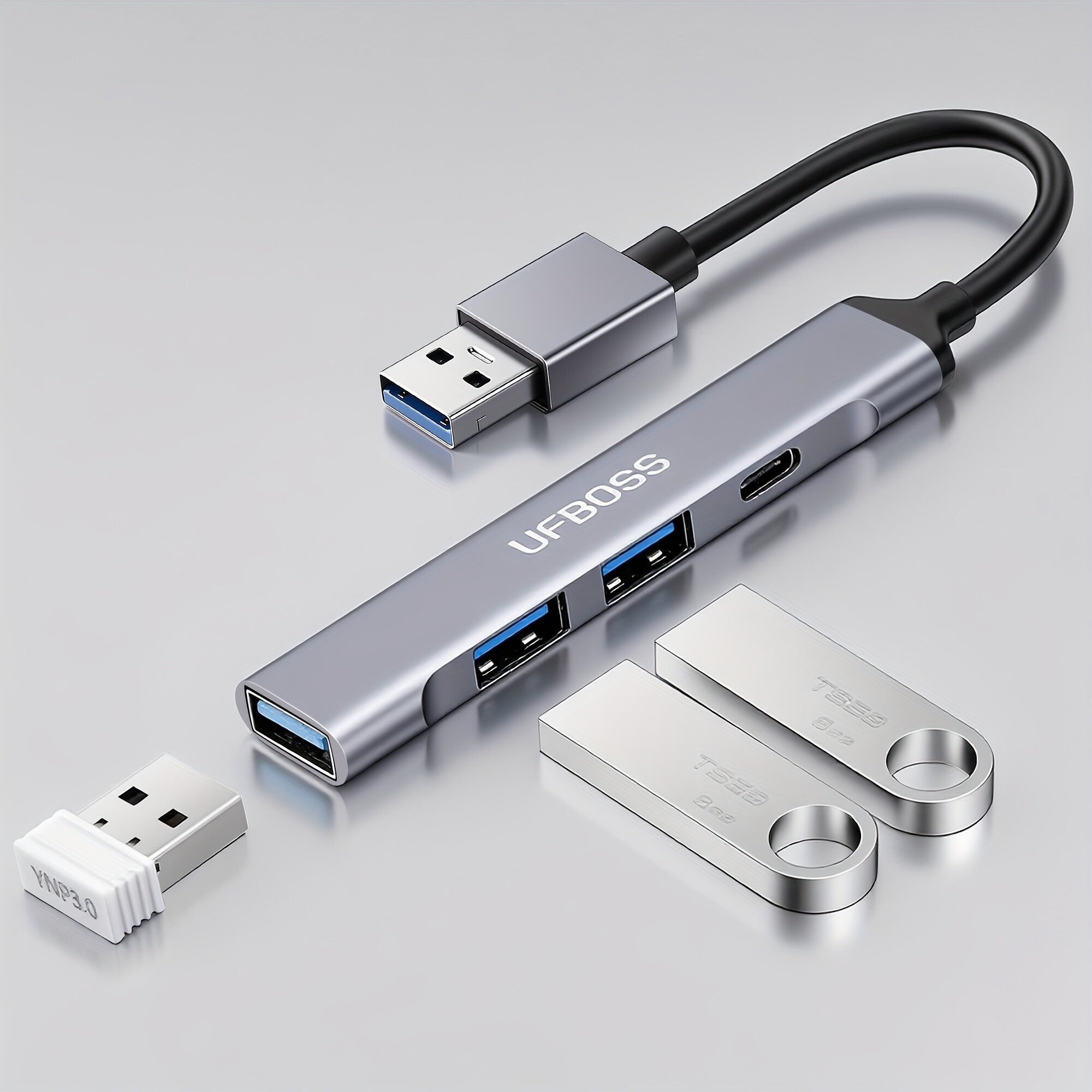 USB-хаб 3.0, 3 порта USB-A + 1 порт Type-C, сплиттер для ноутбука, ПК, MacBook, Plug and Play, без драйверов