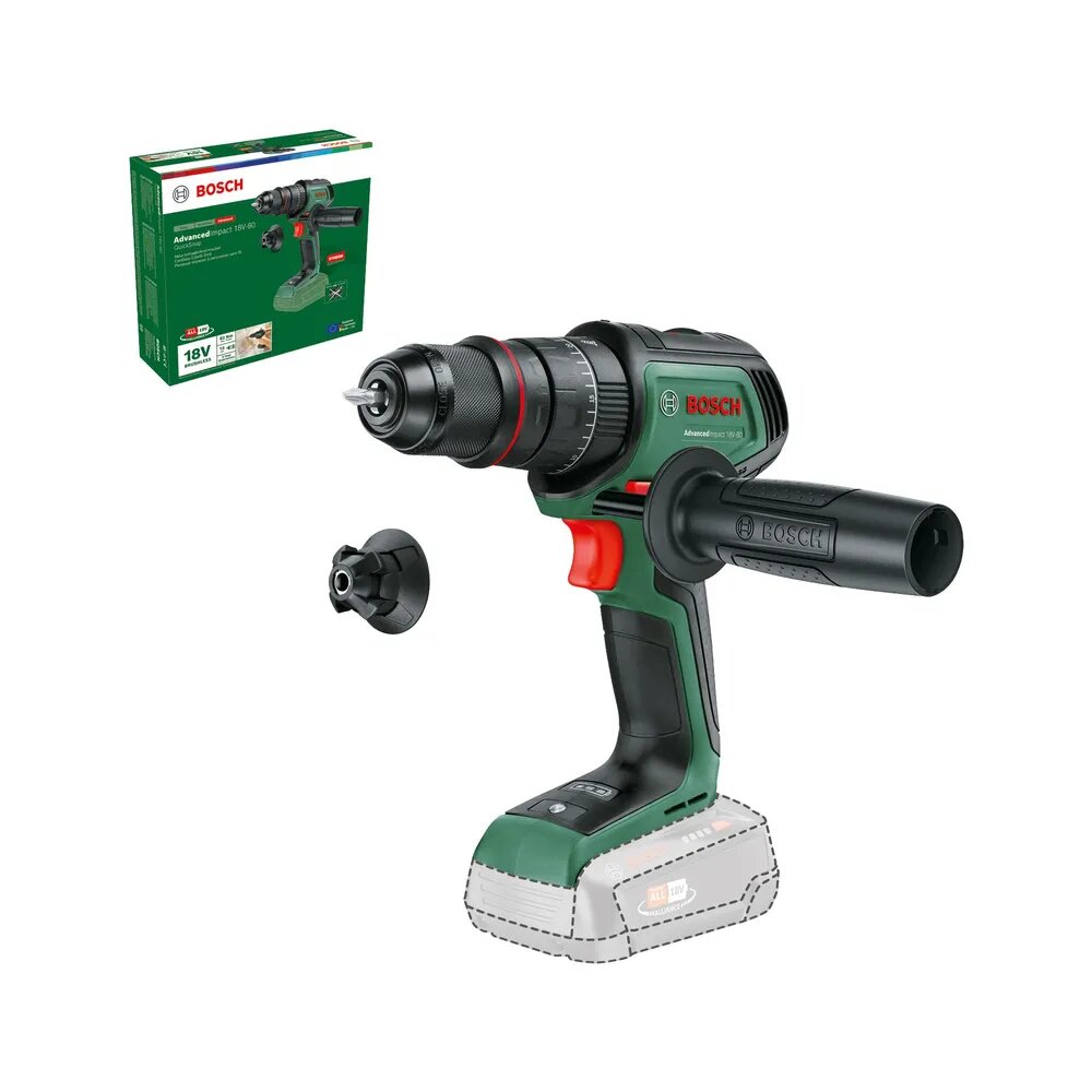 Аккумуляторная дрель с молотком Bosch AdvancedImpact 18V-80 QuickSnap, 18 В, 82 Нм, без АКБ и ЗУ, (06039E2100)