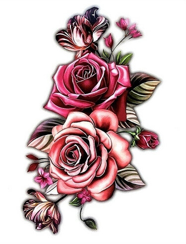 Tattoo'шки Временная тату "Розы" 21*15см наклейка для тела переводная татуировка