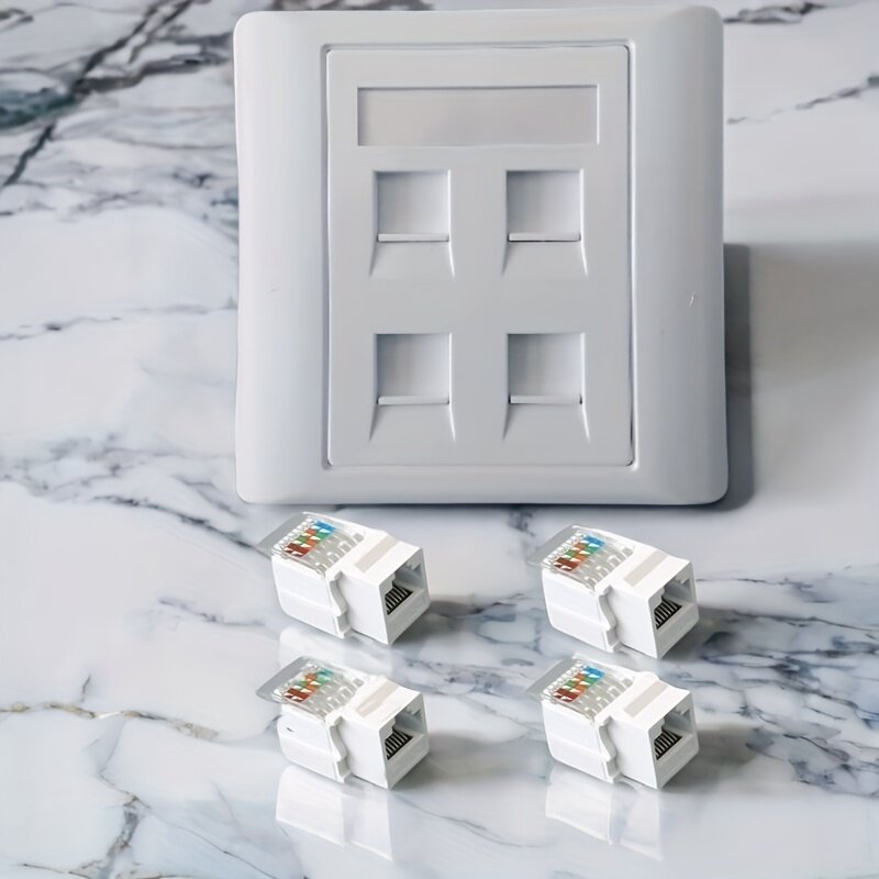 Встраиваемая панель RJ45 Cat.6 86-тип, без инструмента, 4 порта, настенная