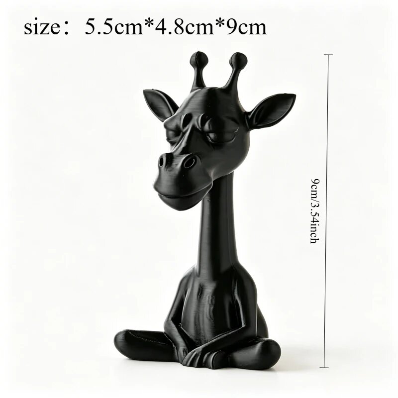 Миниатюрная фигурки жирафа из пластика 3D печать Черный, black
