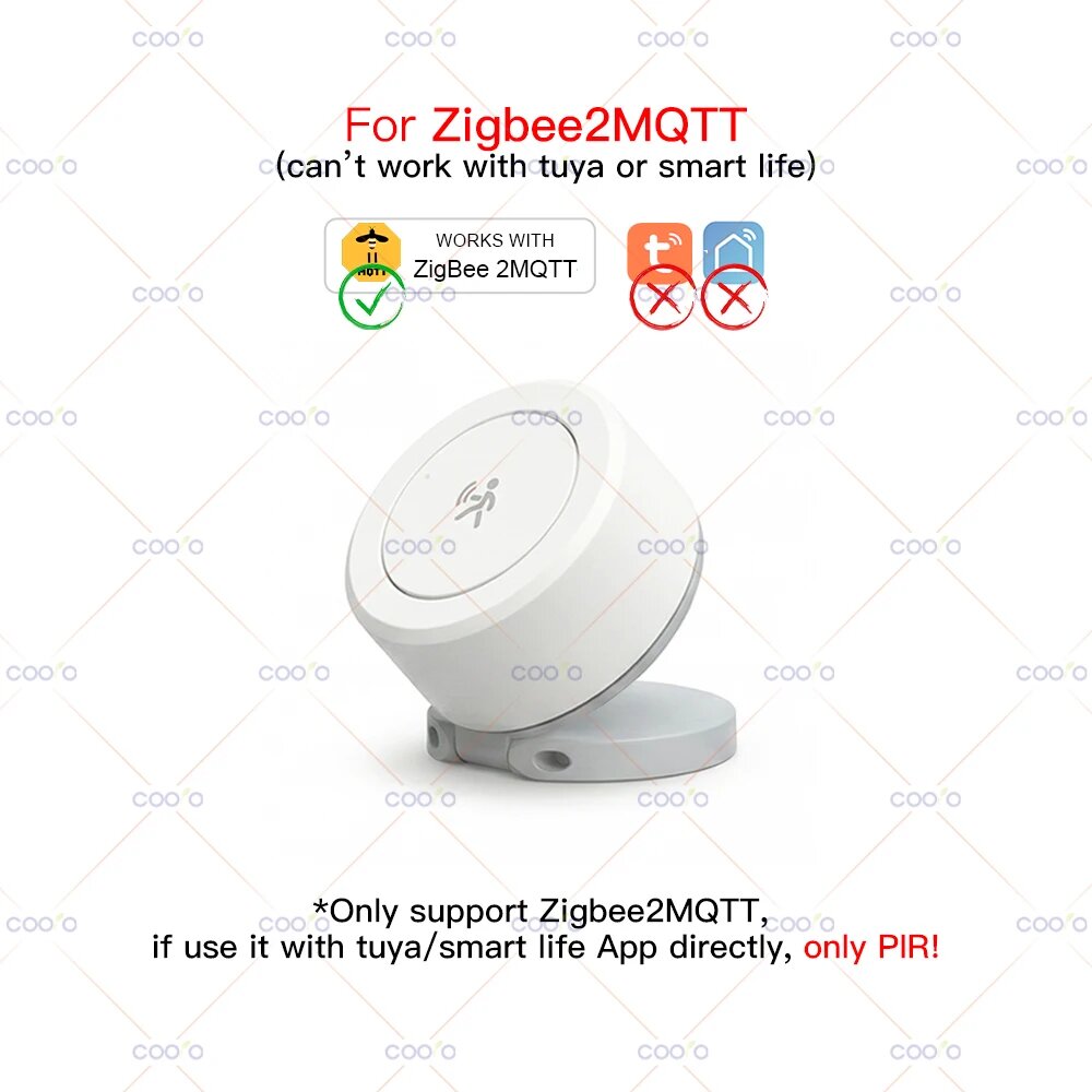 Датчик движения Coolo ZigBee 24G с радаром Z2M(Bracket)
