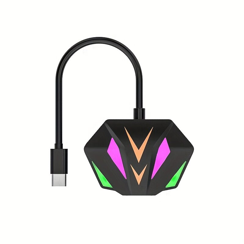USB/Type-C проводной сетевой адаптер RJ45 100 Мбит/с с RGB-подсветкой, черный, интерфейс Type-C