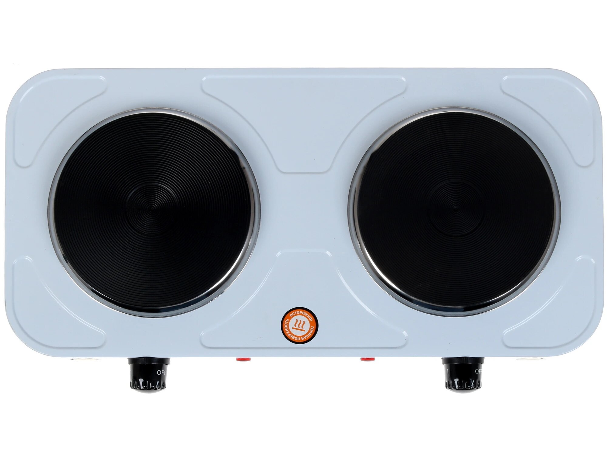 Электрическая плита Centek CT-1507, эмалированная сталь, 2 конфорки/чугунные, 2000 Вт, белый