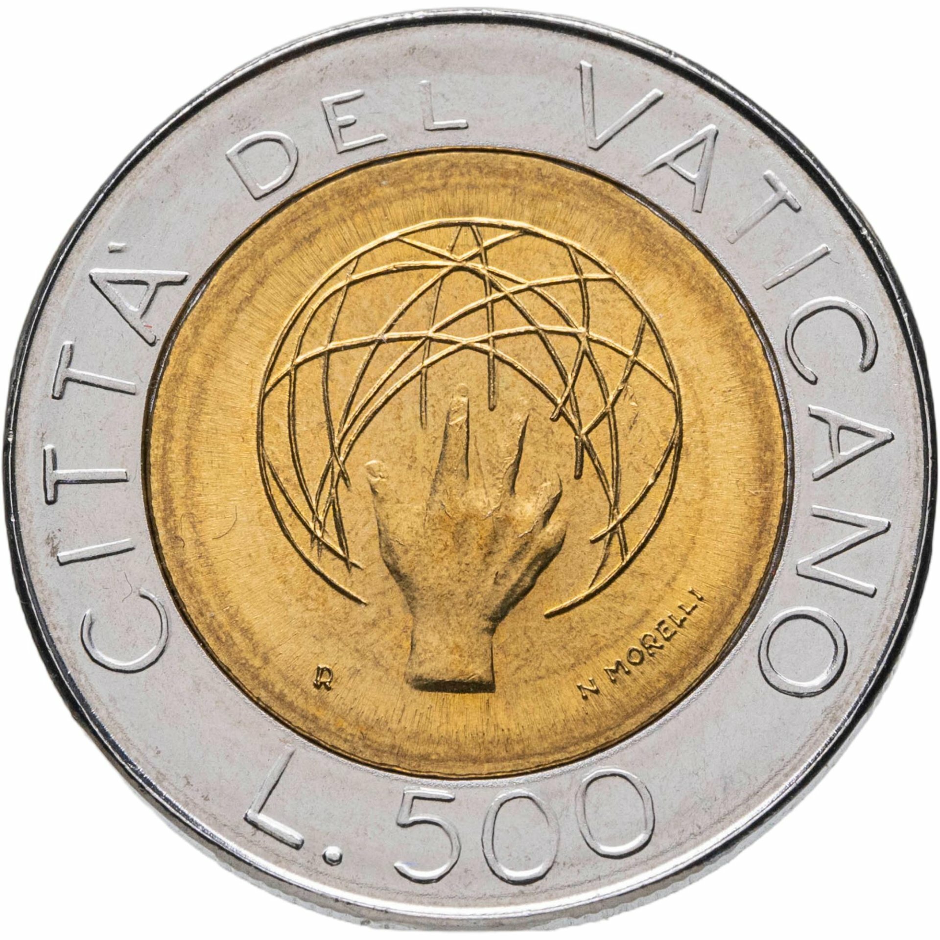 Ватикан 500 лир 1983 "Создание Вселенной", Биметалл, в сохранности UNC