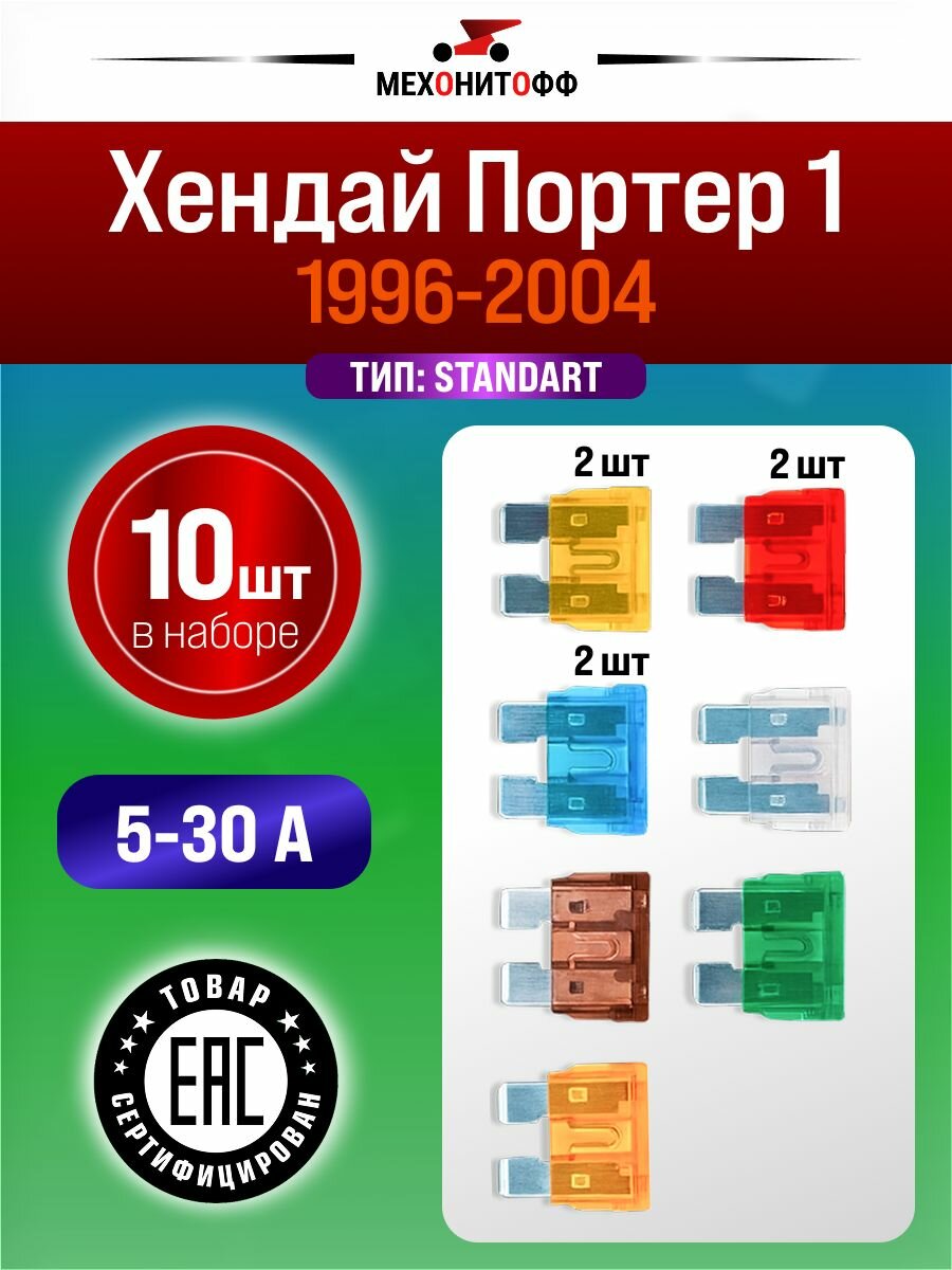 Предохранители Хендай Портер 1 1996-2004 автомобильные Стандарт 10 шт / Hyundai Porter