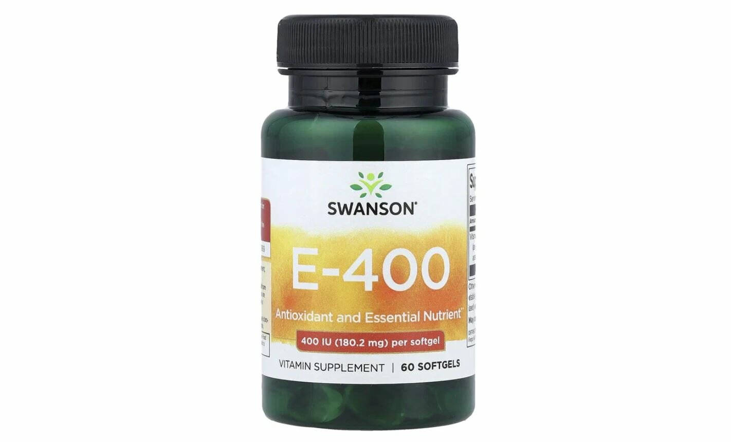 Витамины спортивные Е 400 IU (180 мг), Swanson Vitamin E, 60 капсул, для сердца, иммунитета
