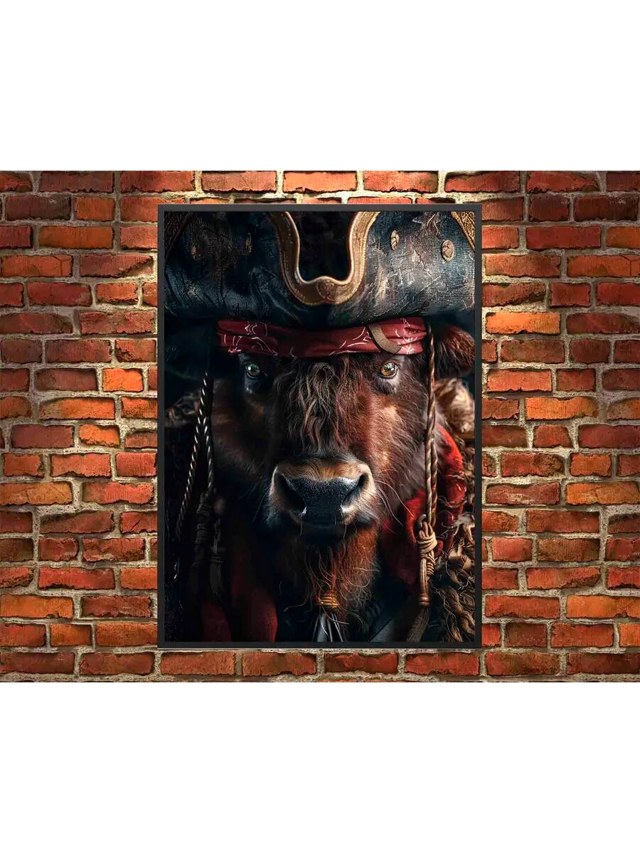 Бизон-животное-пират 3, Плакат 30x42см