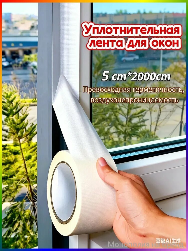 Зимняя уплотнительная лента для окон, 20 метров, белая, сильная адгезия, не оставляет следов