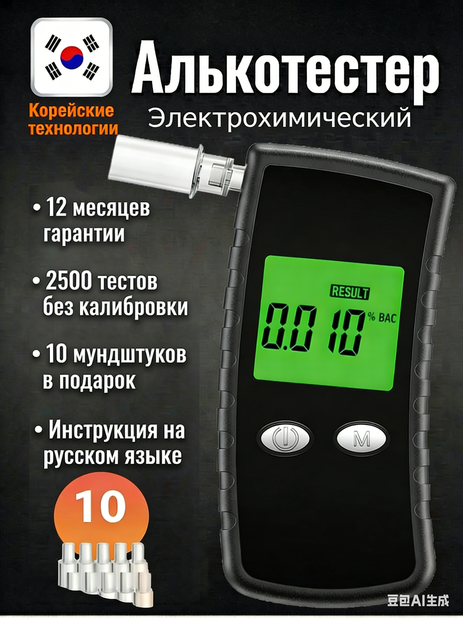 Алкотестер профессиональный гибдд на алкоголь цифровой