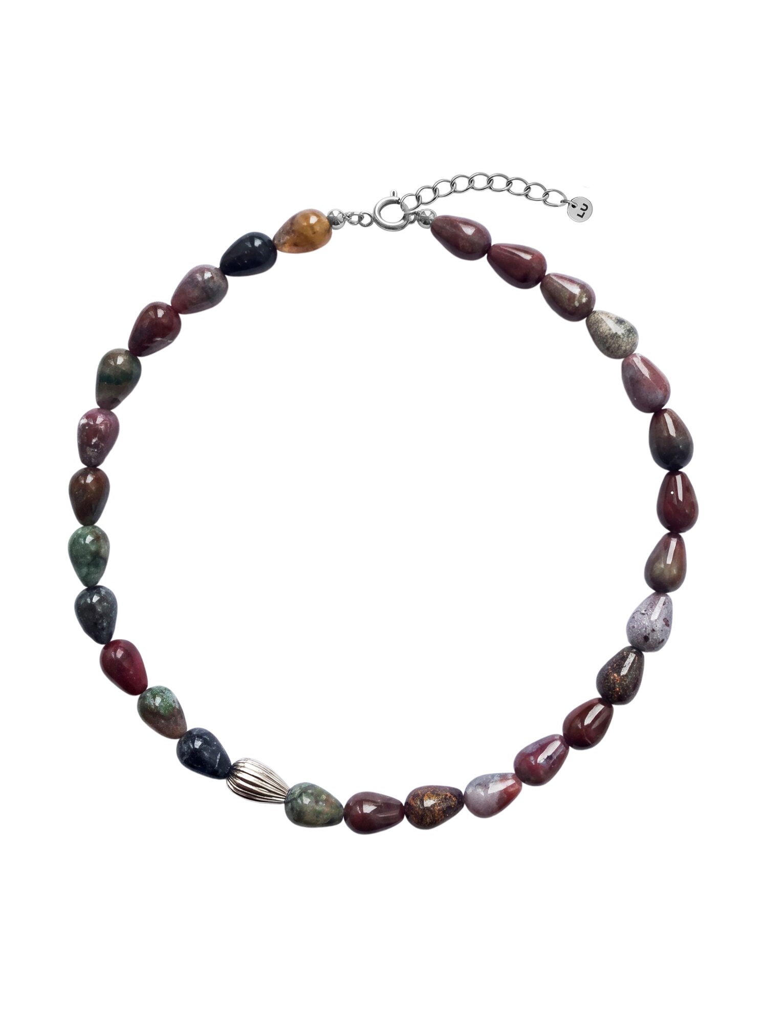 Колье LU Jewel, агат, длина 37 см, коричневый, зеленый