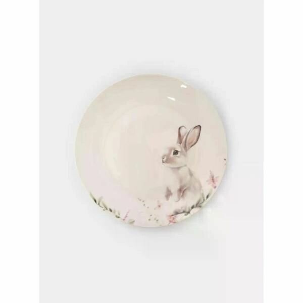 Тарелка закусочная, 20 см, фарфор N, белая, Кролик в цветах, Bunny