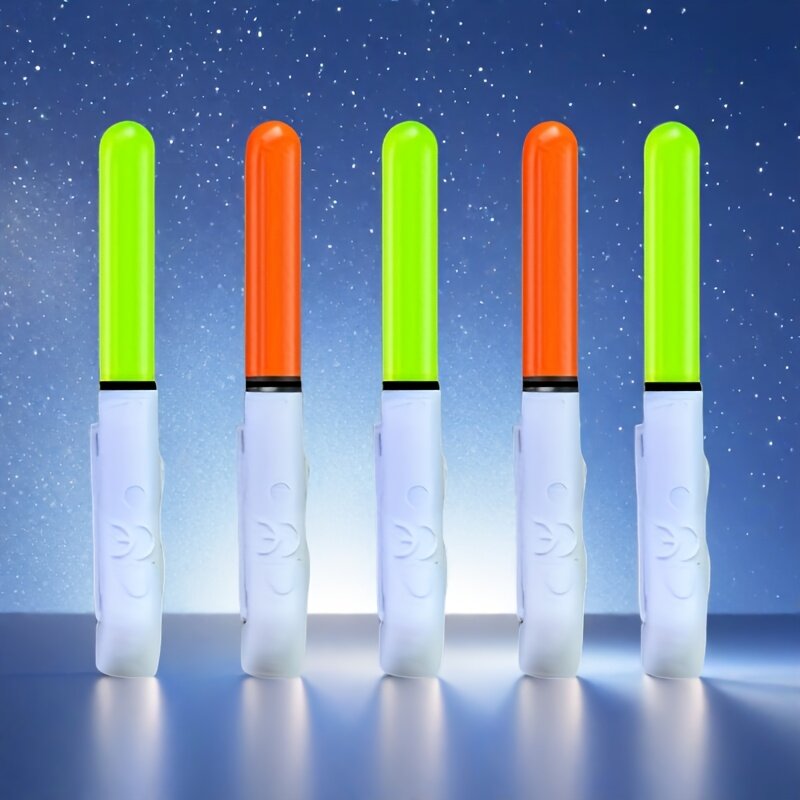 Электронные светящиеся палочки LED со съемным поплавком для ночной рыбалки, 5 шт, цвет: зеленый/красный, без батарейки CR425