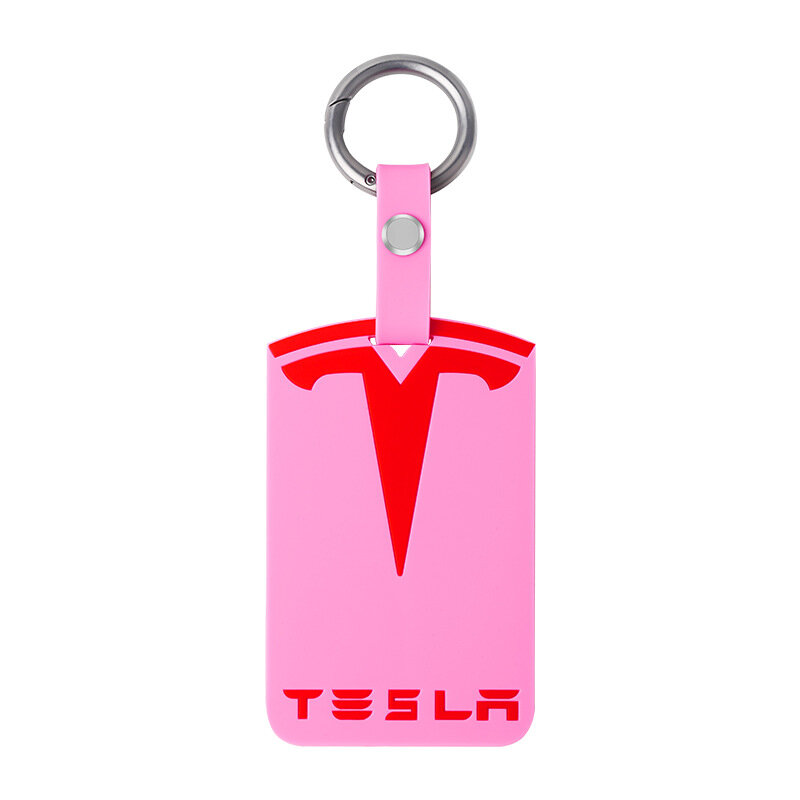 Силиконовый чехол для ключа Tesla Model 3/Y/S - Розовый антипробковый чехол