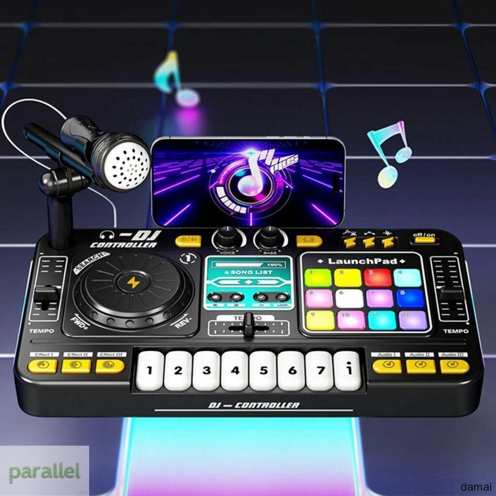 Детский DJ-контроллер с микрофоном и подсветкой, развивающая музыкальная игрушка для детей 3-10 лет — фото 1