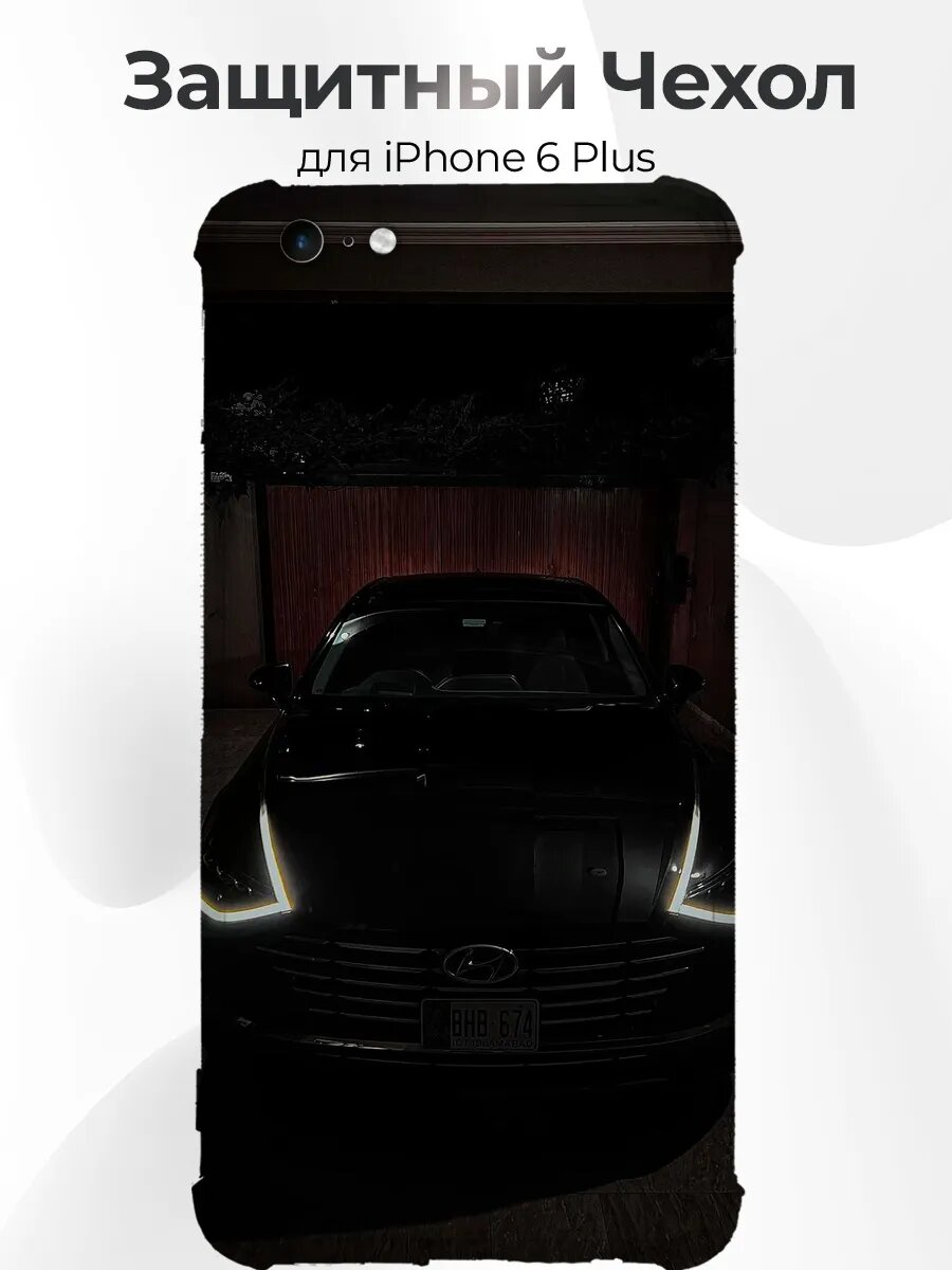 Чехол с принтом iPhone 6 Plus Hyundai Sonata DN8 чёрный ночь