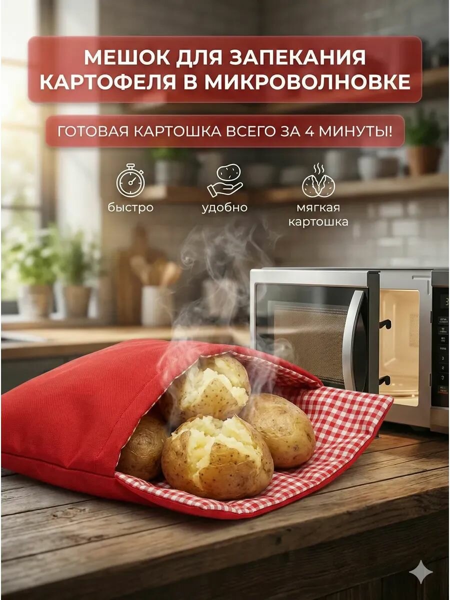 Пакет рукав мешок для запекания картофеля и овощей в микроволновой печи