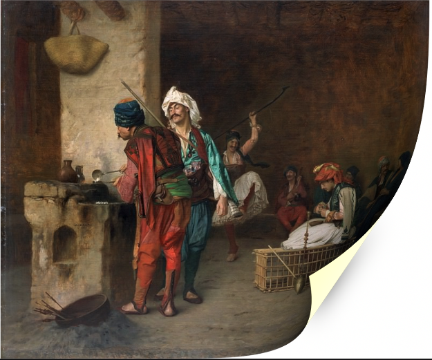 "Кафе в Каире (Оливка пуль)", Жером, Ж-Л, картина для интерьера (репродукция) (60х50 см / без подрамника)