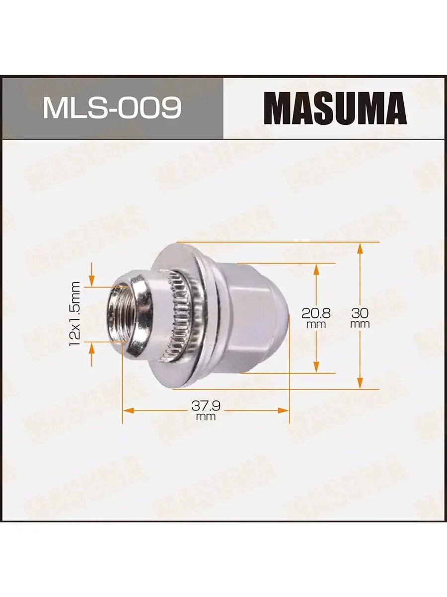 Гайка колеса M 12 x 1,5 с шайбой под ключ 21 для а/м