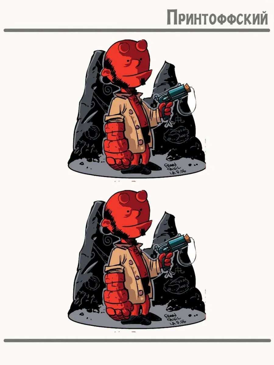 2-е (Две) Термонаклейки hellboy хеллбой с пистолетом