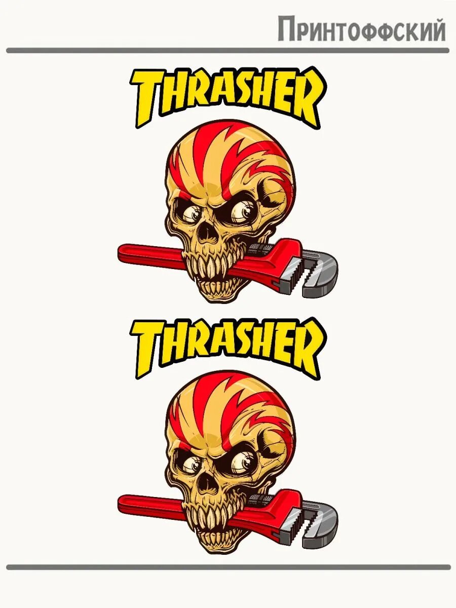 2-е (Две) Термонаклейки череп thrasher