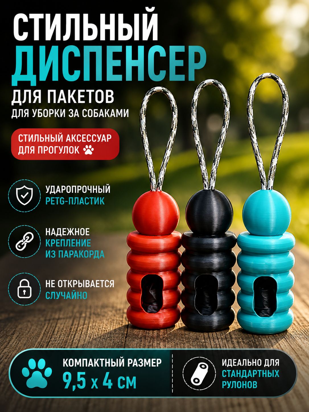 Диспенсер для собачьих пакетов. Держатель пакетов для выгула собак