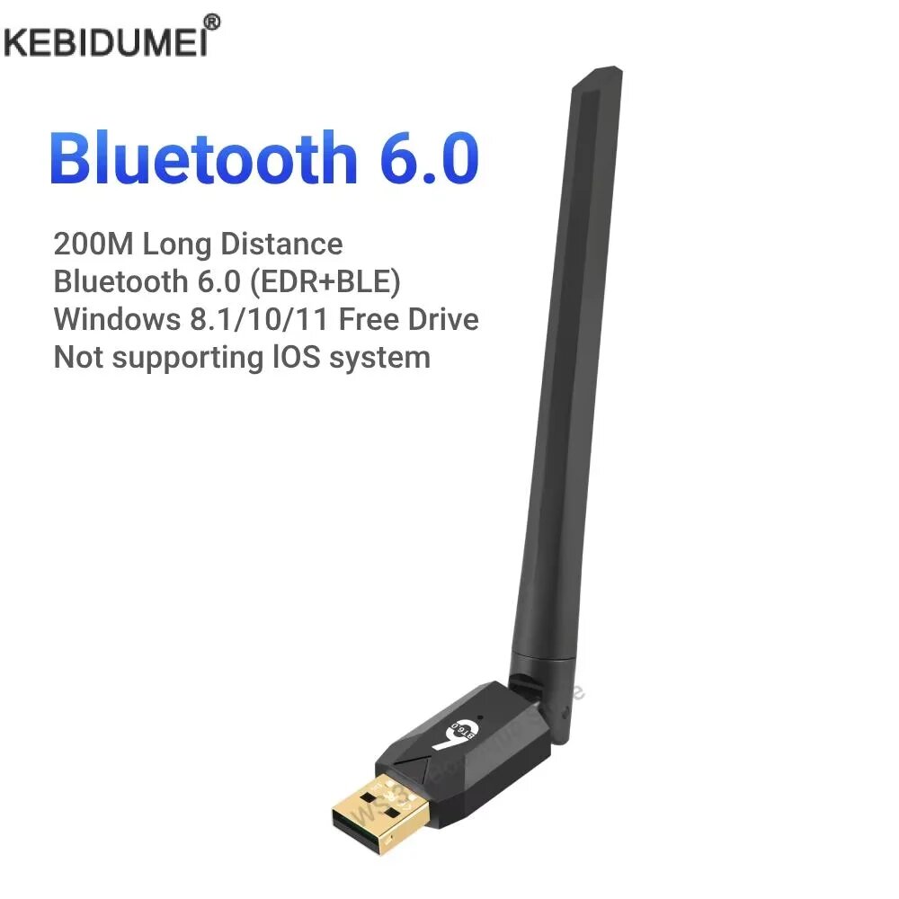 KEBIDUMEI Bluetooth 6.0 адаптер USB 200M Bluetooth 6.0