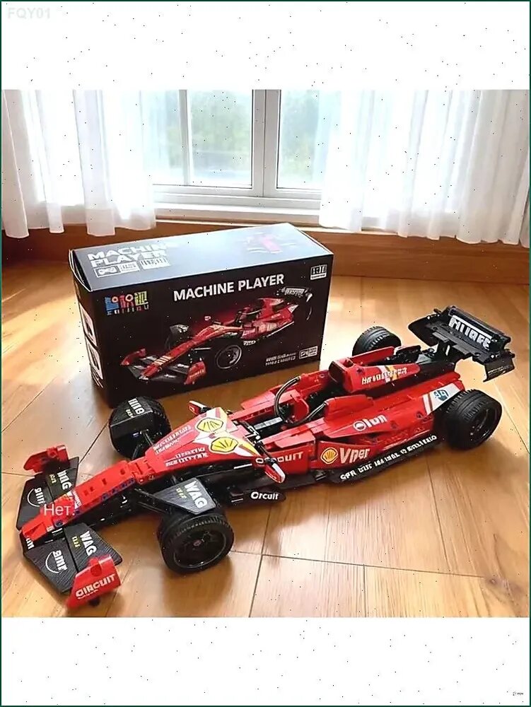 Конструктор гоночный болид F1 Ferrari масштаб 1:10, 1200 деталей, красный, для мальчиков от 12 лет