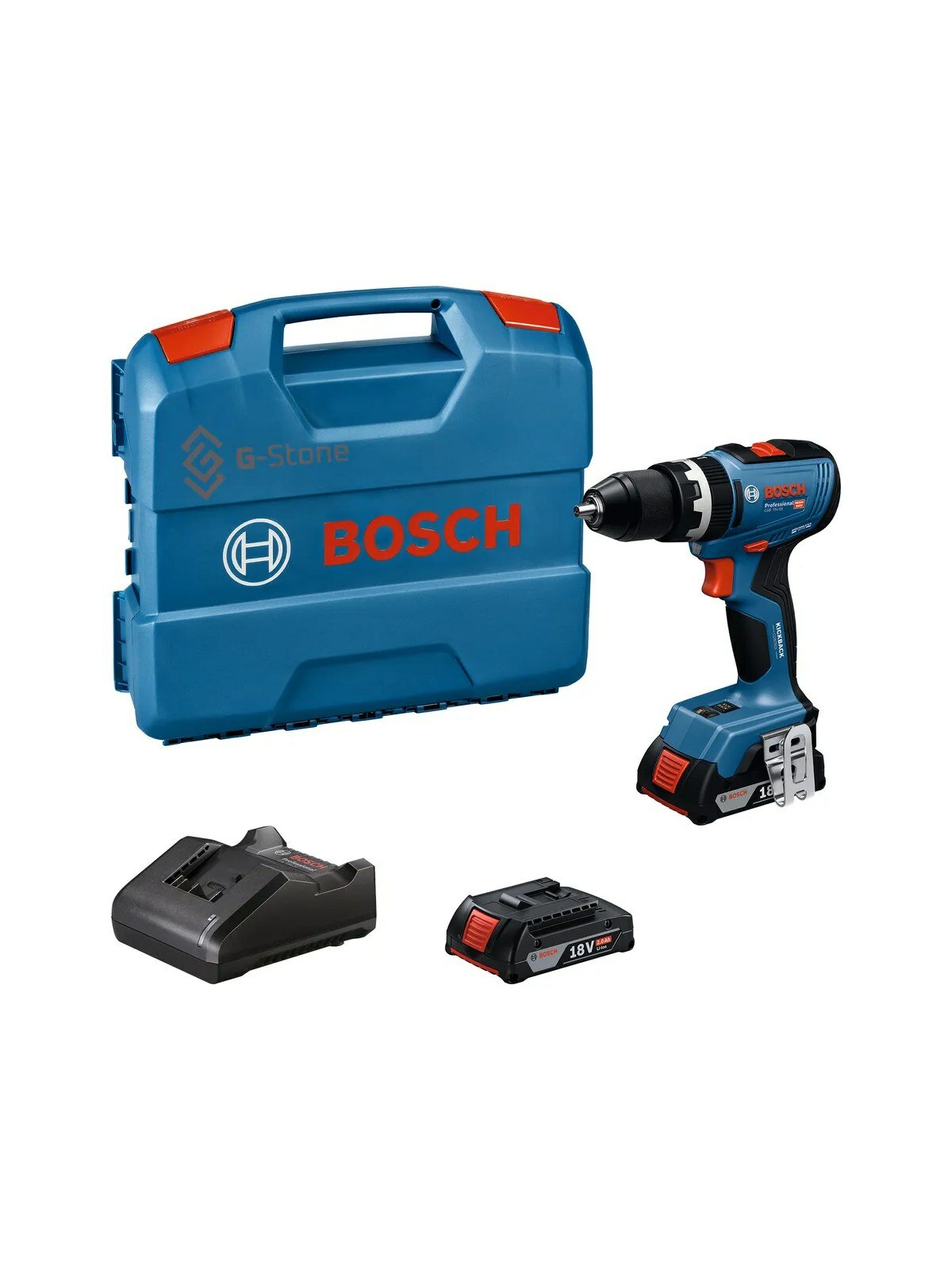 Дрель-шуруповерт Bosch GSB 18V-65, 18 В, 65 Нм, 2 АКБ 2.0 Ач, 06019N3100