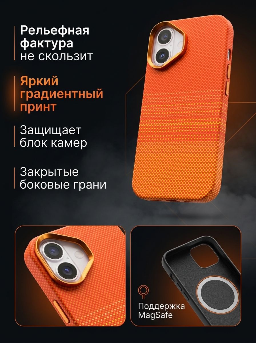 Чехол на iPhone 17 c MagSafe текстурный, с защитой камеры, закрытые боковые грани