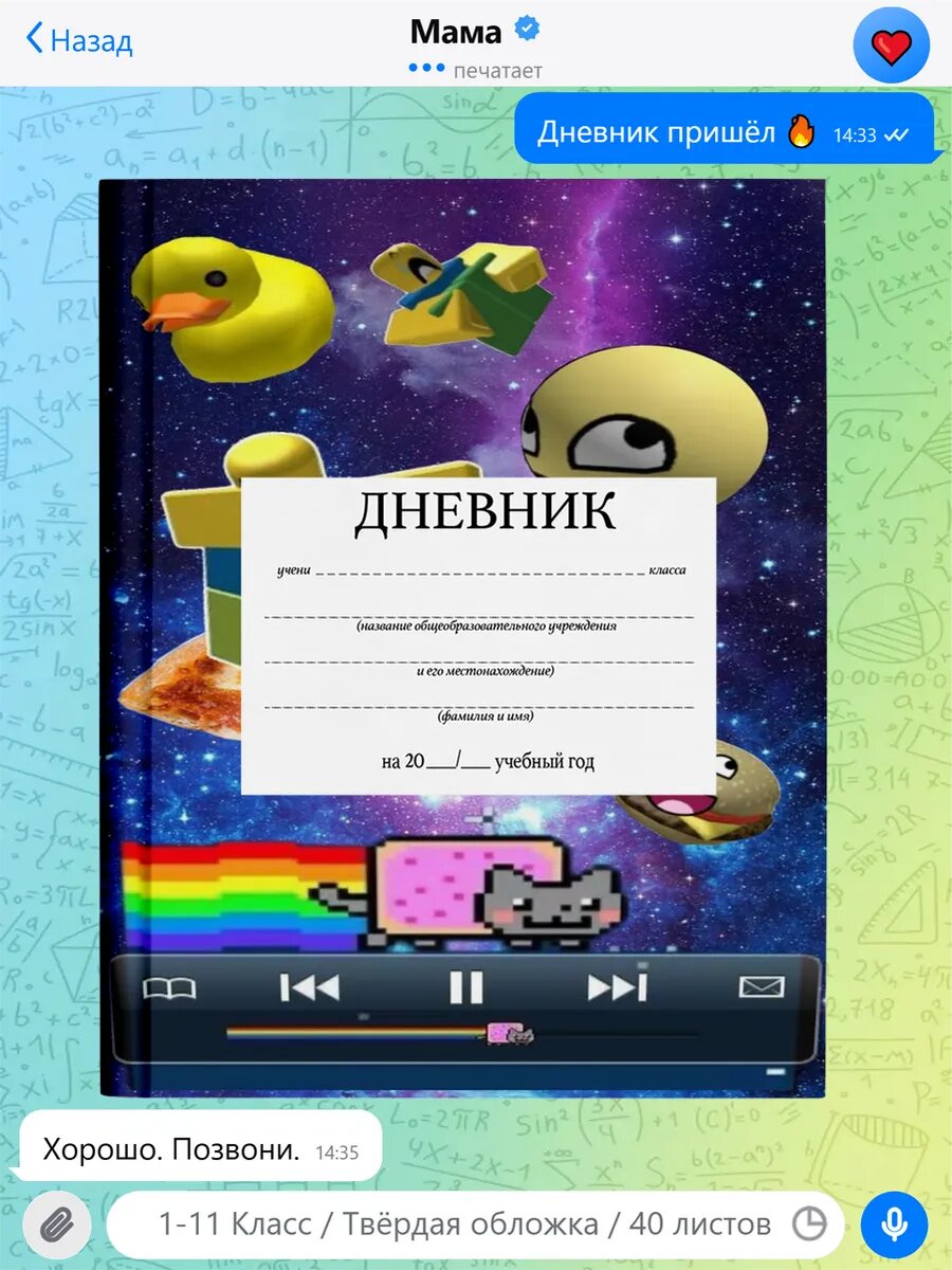 Школьный дневник с принтом Роблокс