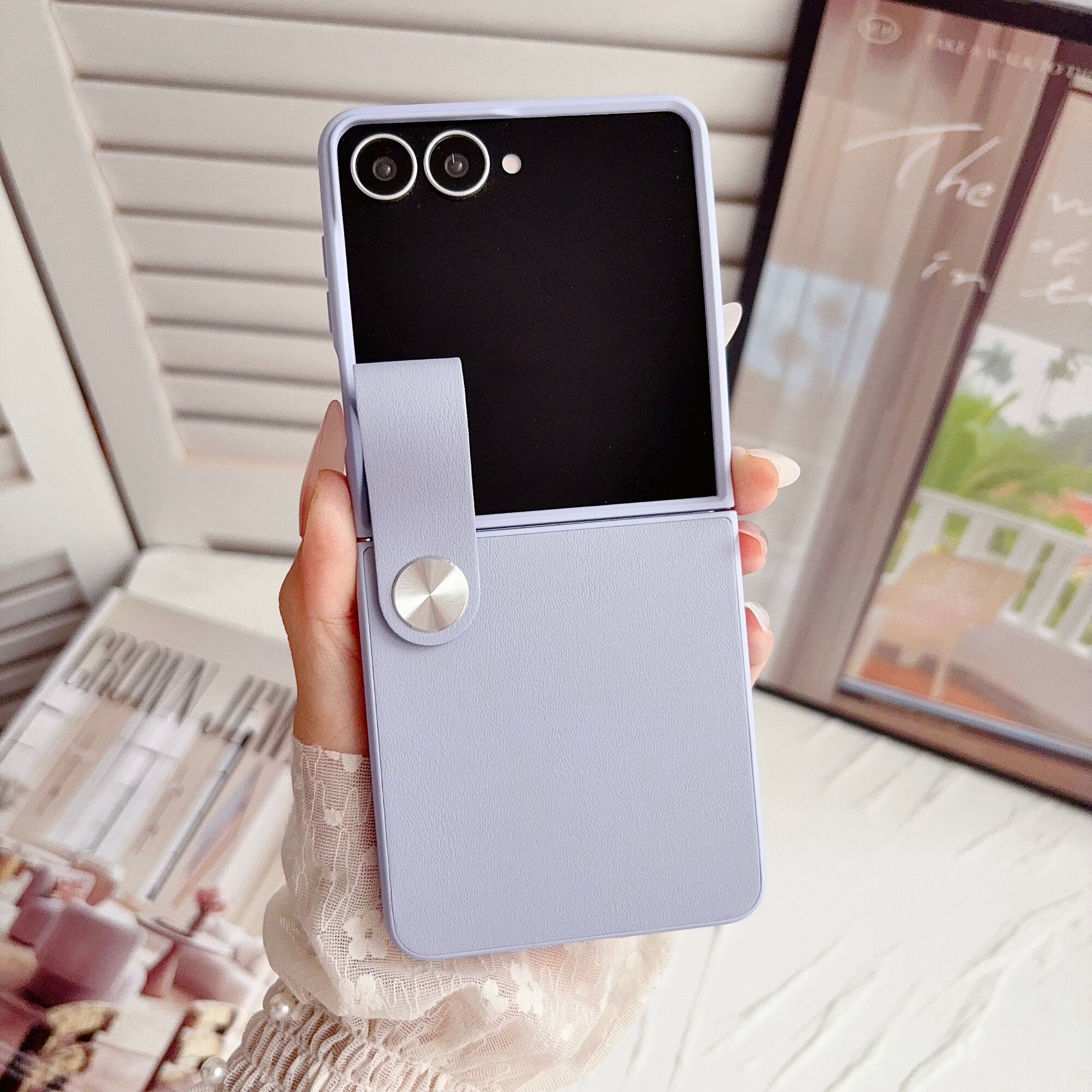 Чехол для Samsung Galaxy Z Flip8 / Samsung Z Flip8 / Самсунг Галакси Зед Флип8, soft touch, чехол-кардиомонитор, искусственная кожа, поликарбонат (PC), защита камеры, ударопрочный, усиленные углы, Samsung