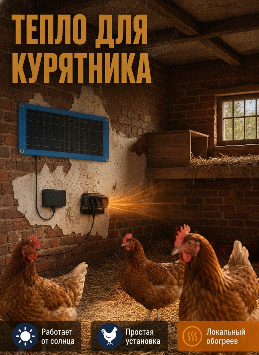Солнечный обогреватель с поликристаллической панелью для автомобиля и курятника, обогрев переднего стекла от инея и запотевания, автономный комплект