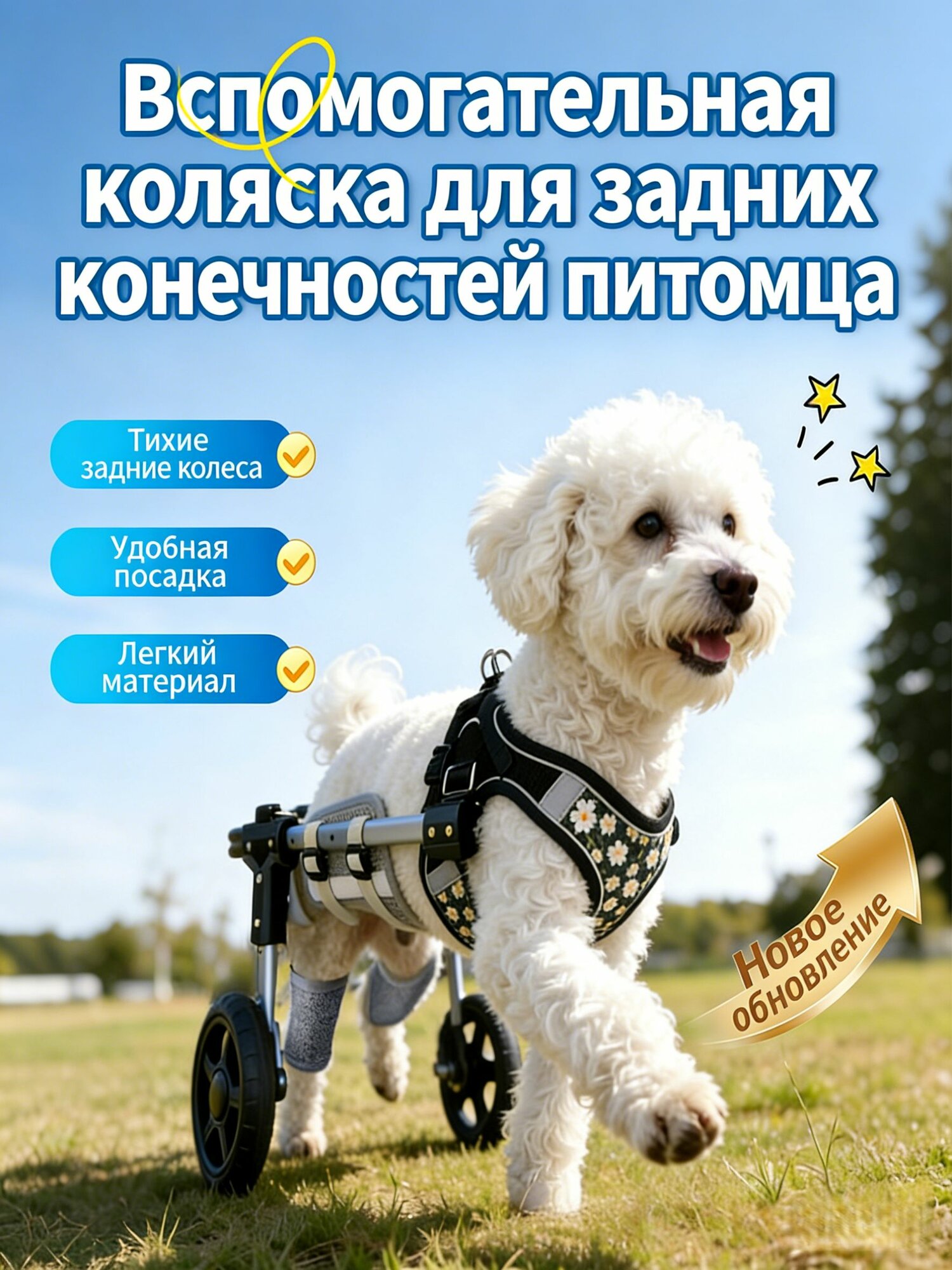 Инвалидная коляска для собак и кошек, регулируемая, легкая, задних лап, новинка 2026